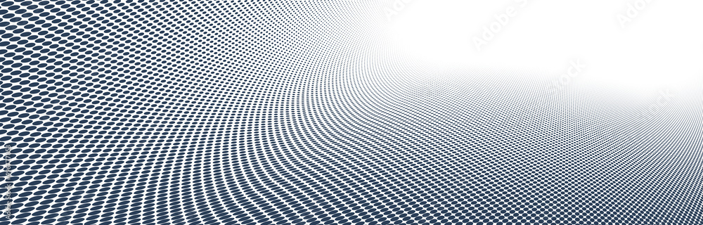 Grey dots in 3D perspective vector abstract background, dotted pattern ...