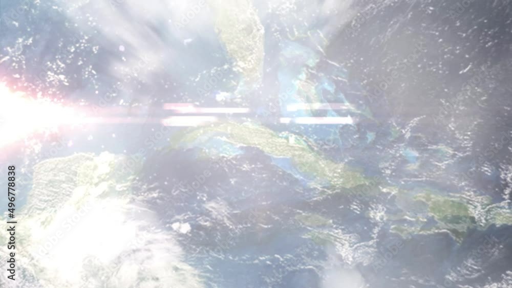 Earth zoom in from outer space to city. Zooming on Cienfuegos, Cuba ...