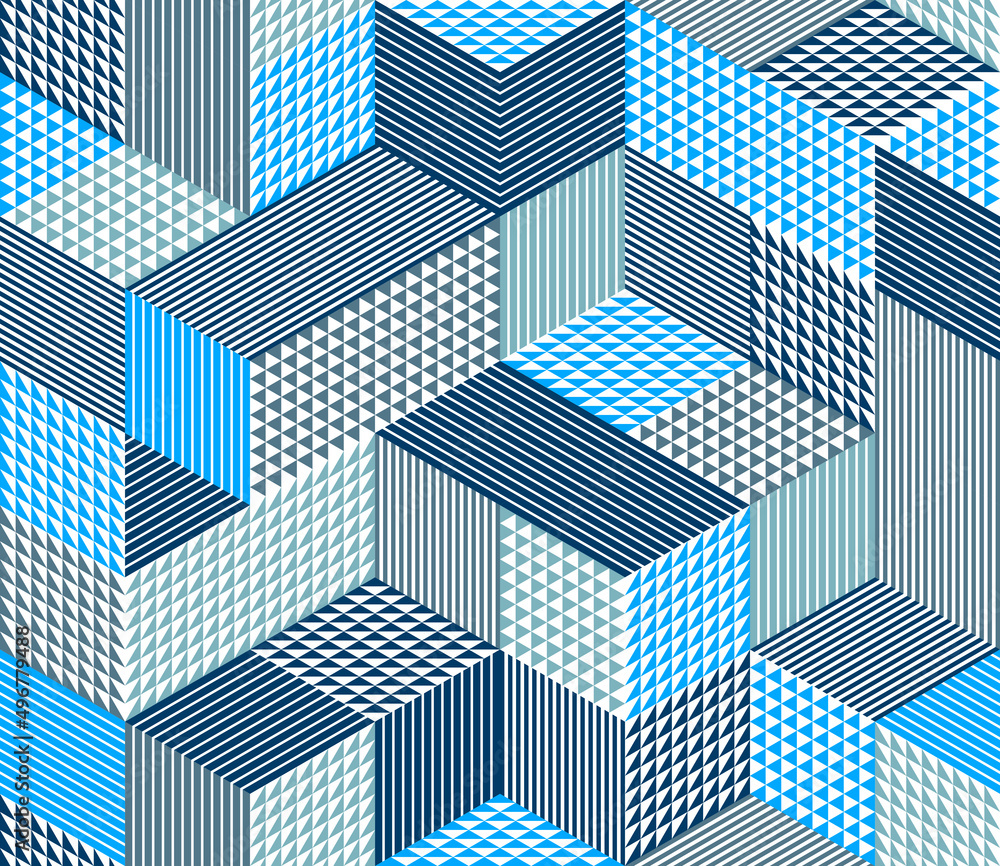 Seamless Isometric Rhombus And Triangles Geometric Pattern 3d Cubes Vector Tiling Background