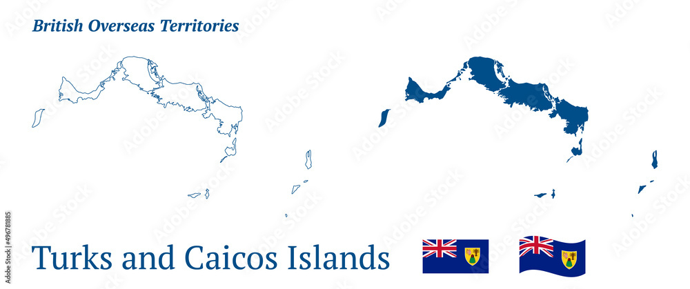Turks and Caicos Islands map. British overseas territory in the ...