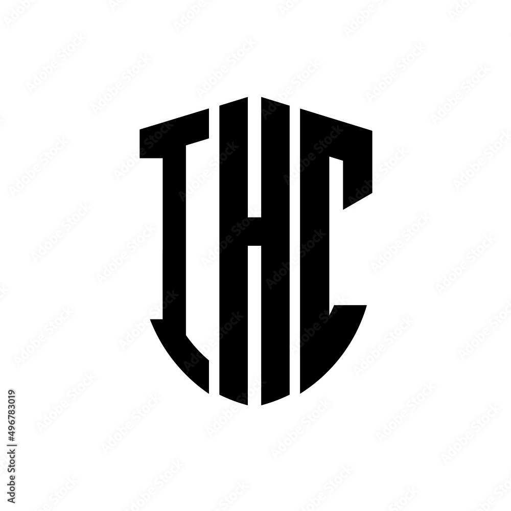 IHC letter logo design. IHC modern letter logo with black background ...