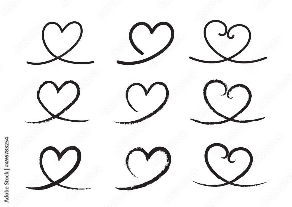 heart line doodle banner. vector illustration Stock Vector | Adobe Stock