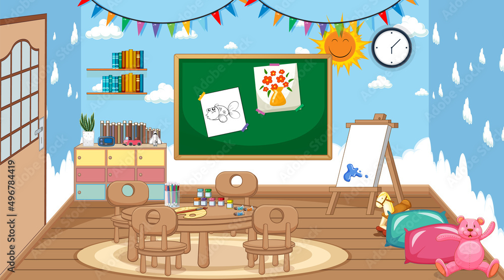 Scene with empty classroom Stock Vector | Adobe Stock