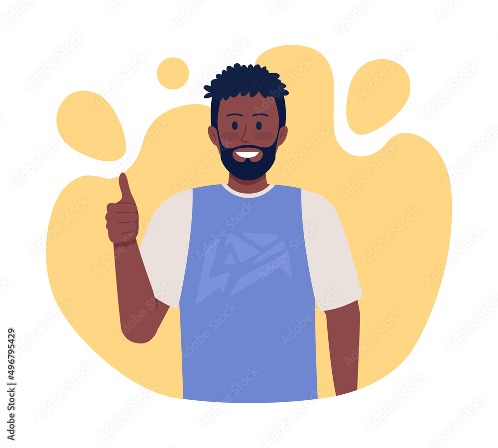 Thumbs up 2D vector isolated illustration. Gesture of approval flat ...