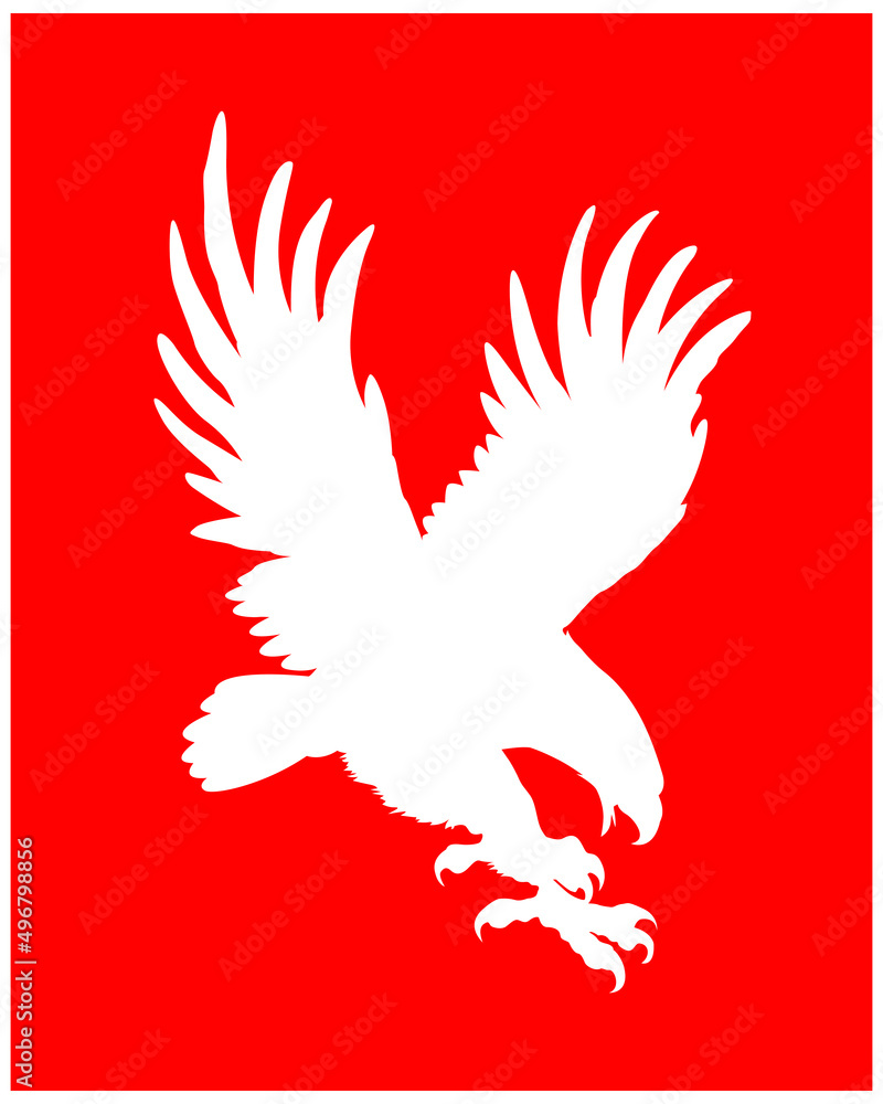 Vector illustration of attacking bald eagle. Angry eagle hunting icon ...