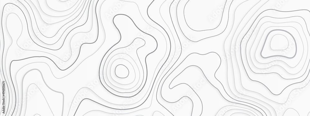 Vector illustration of topographic line contour map, black-white design ...