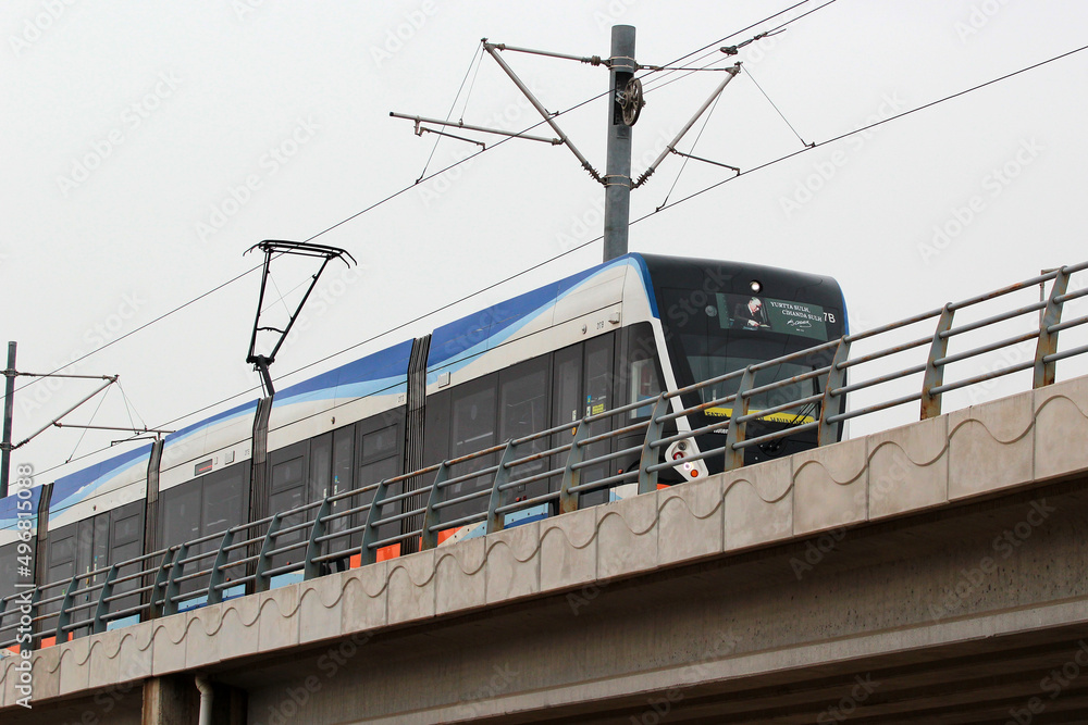 Antalya, Turkey - April 3, 2022: Hyundai Rotem tram arriving at the ...