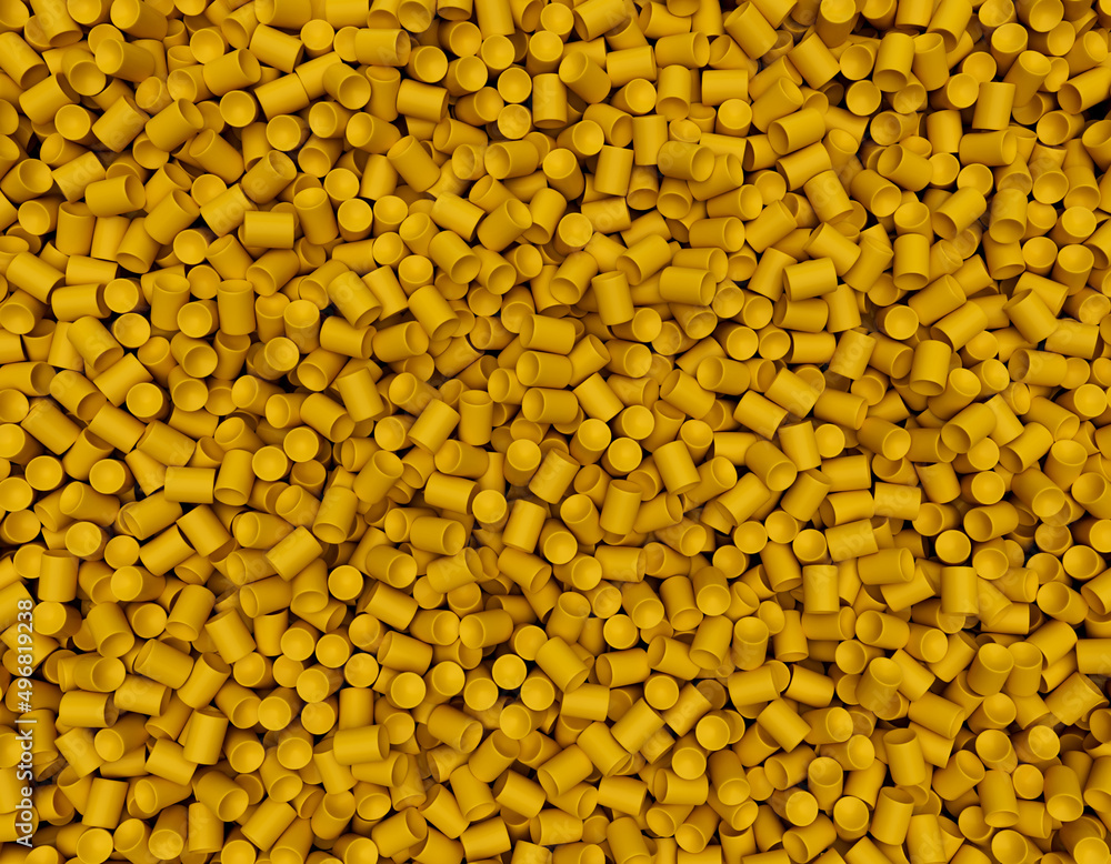 3D rendered yellow background of PVC plastic granules Stock Photo ...