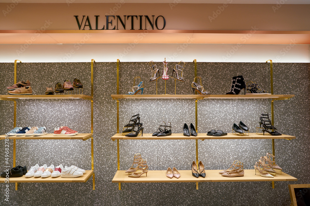 ROME, ITALY - CIRCA NOVEMBER, 2017: Valentino shoes on display at a ...