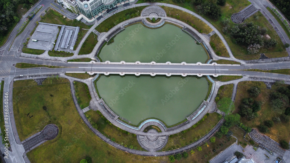 Bird's eye view of the ring-shaped road junction of Sarawak Stock Photo ...