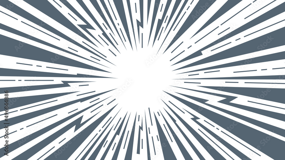 Radial speed lines in comics style. Vector background. Manga action ...