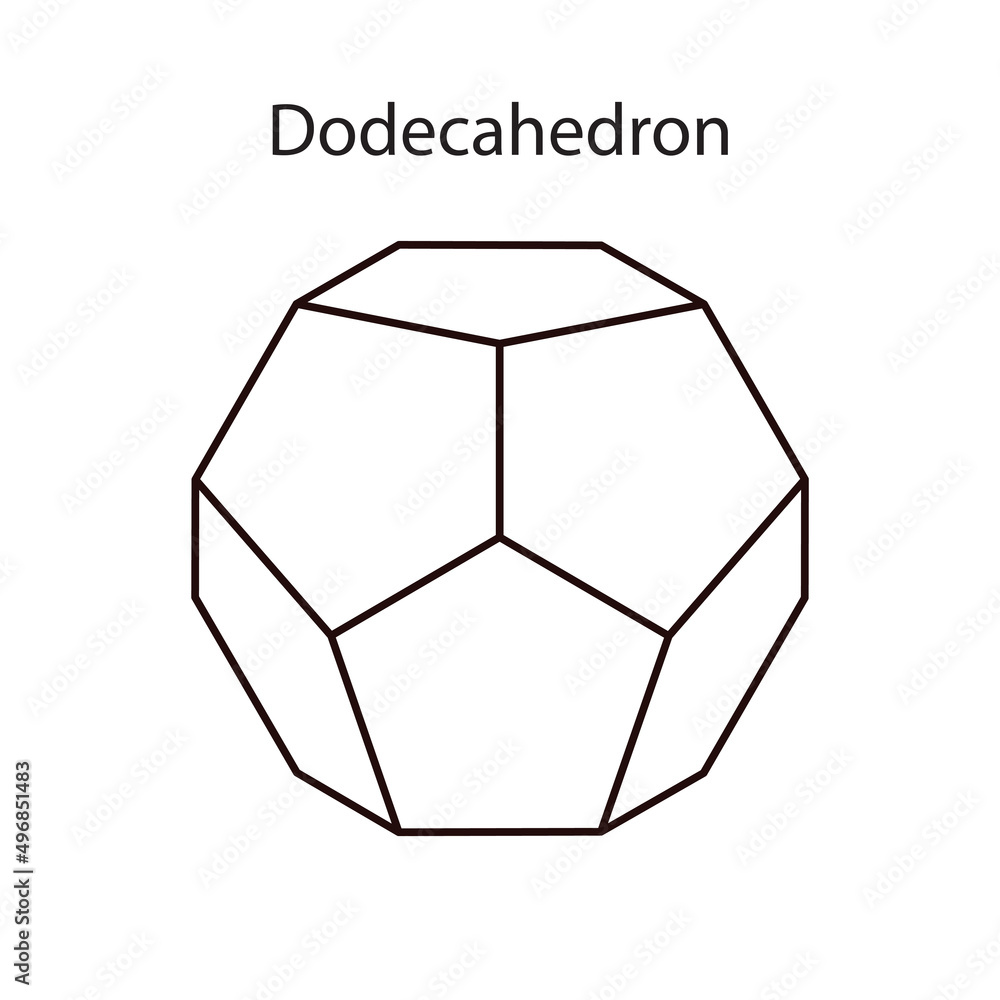 Illustration of a black dodecahedron on a white background with a ...