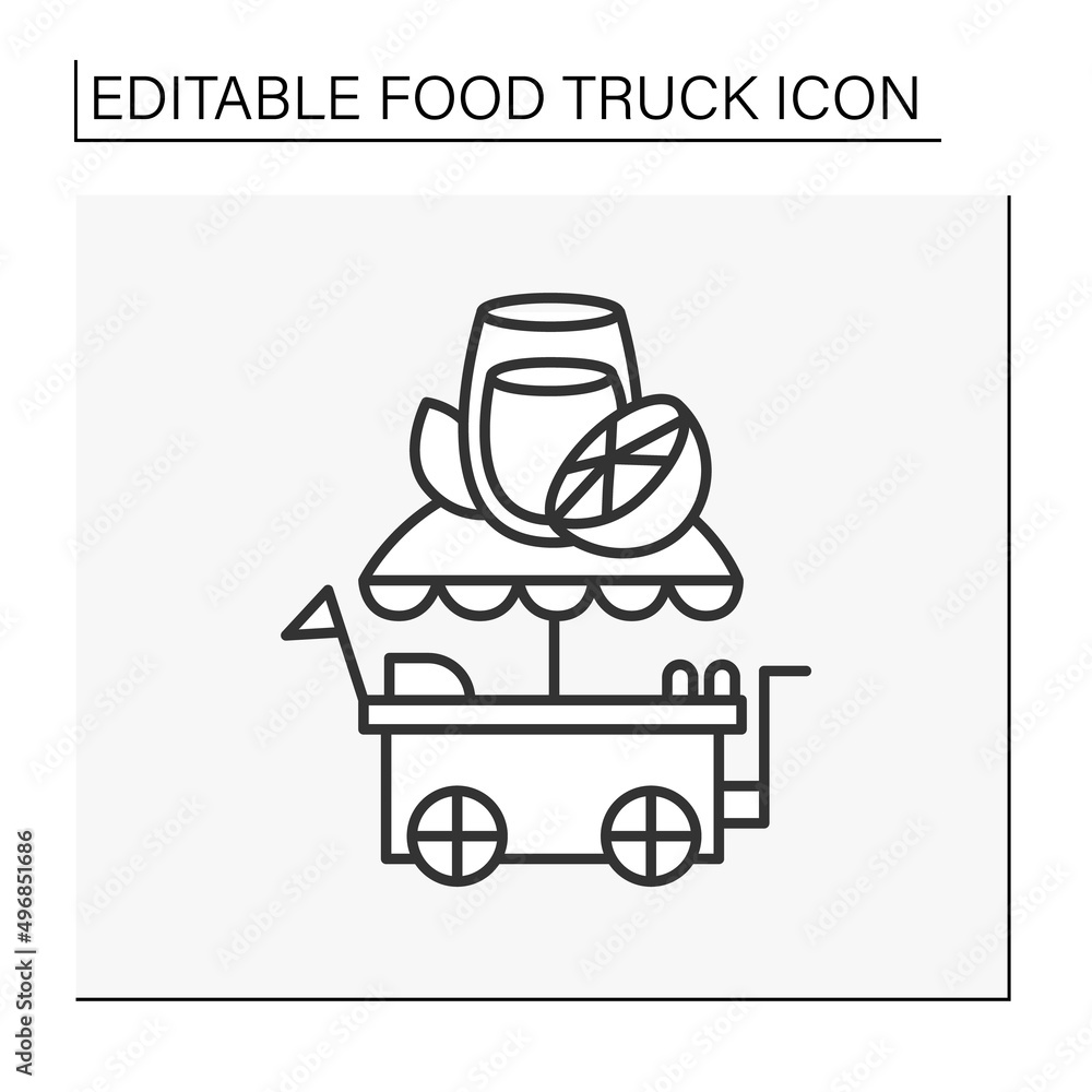 Lemonade van line icon. Selling fruit-flavored lemonades and cold ...