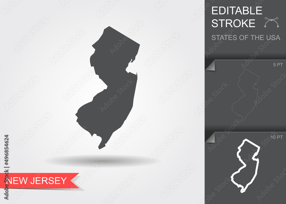 Stylized map of the U.S. state of New Jersey vector illustration Stock ...