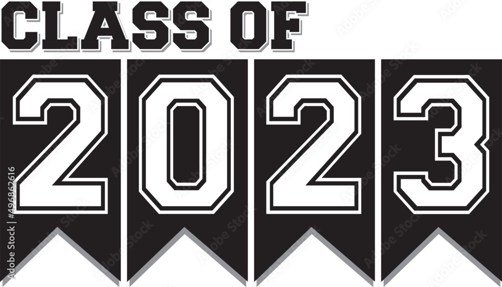 class of 2023 Ribbon Banner Black and White Stock Vector | Adobe Stock
