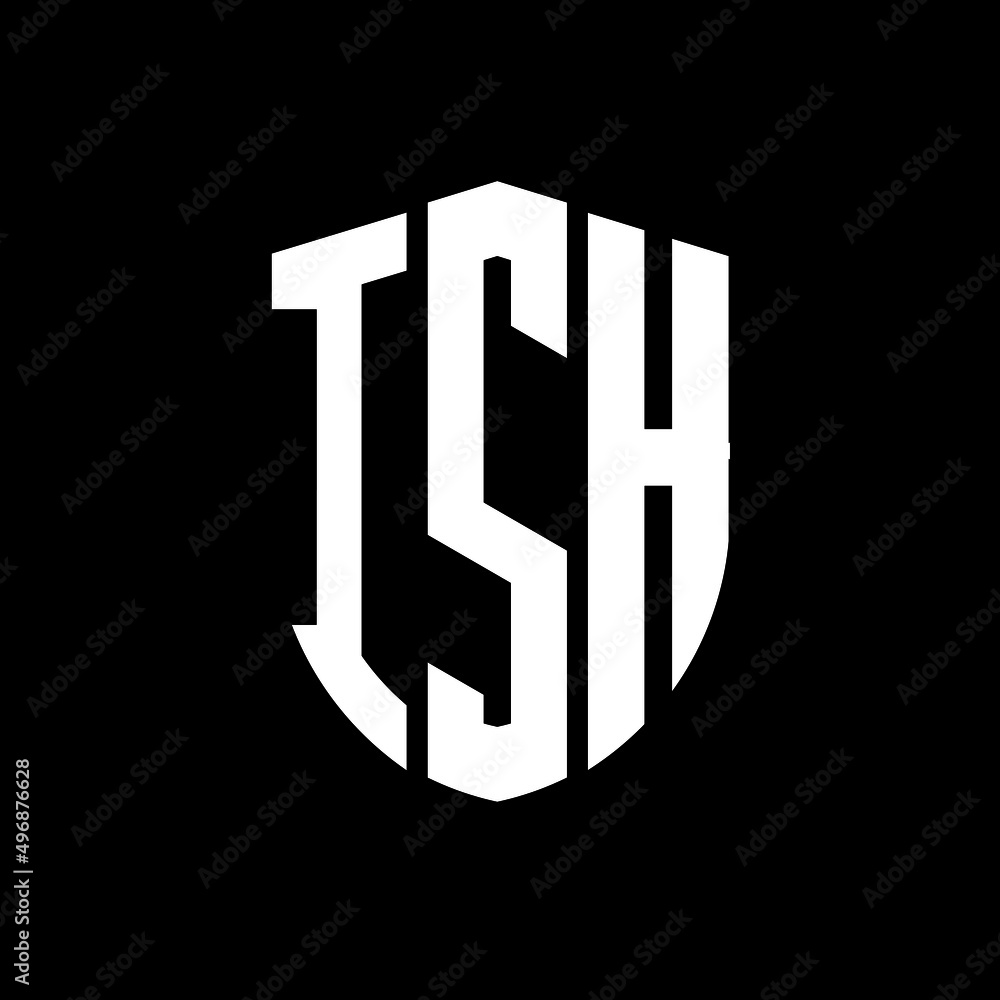 ISH letter logo design. ISH modern letter logo with black background ...