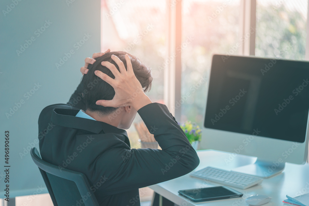 Businessman with hand on the head disaapoint to what show on the ...