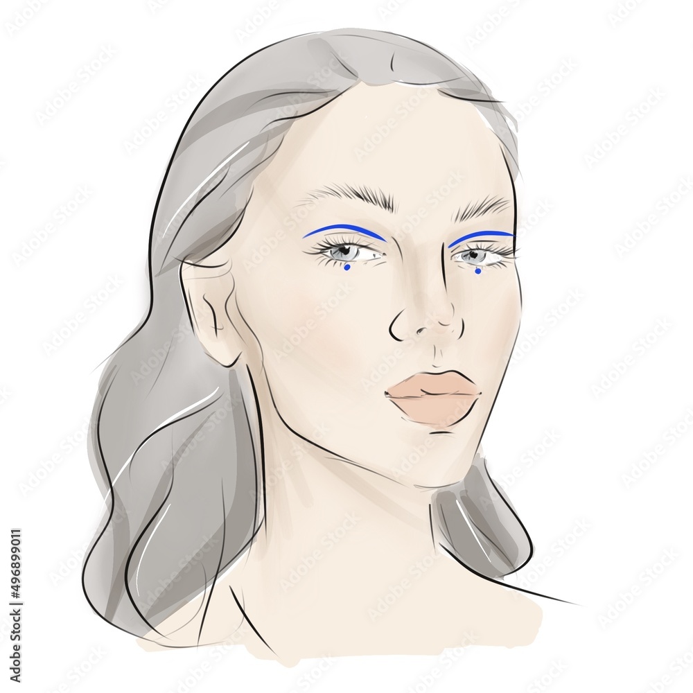 Beauty Women Face With Makeup Stock Illustration Adobe Stock