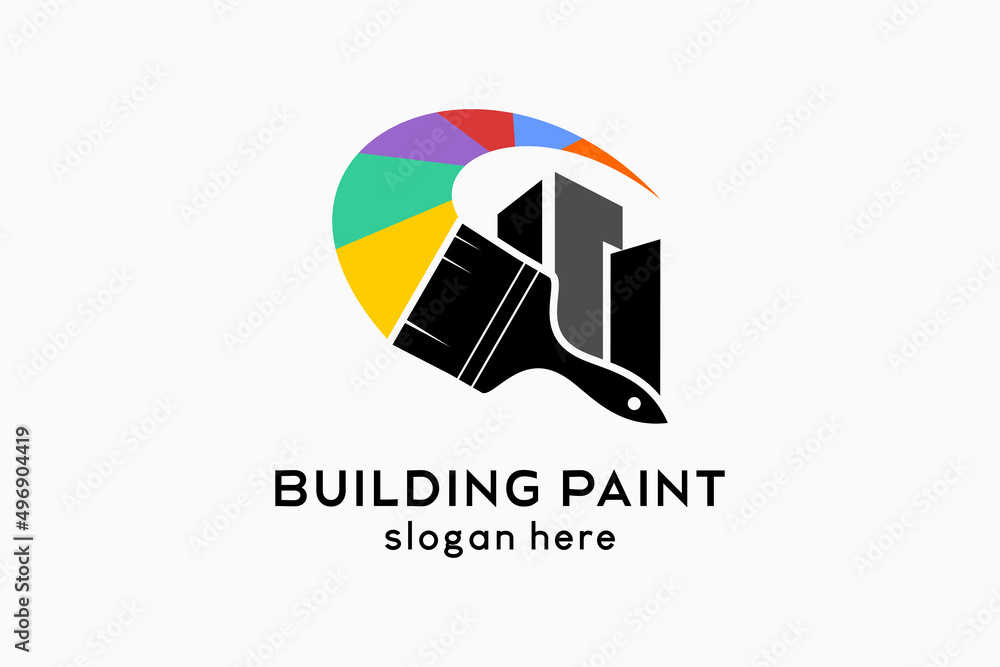 Wall paint or building paint logo designs, paint brush silhouettes and ...