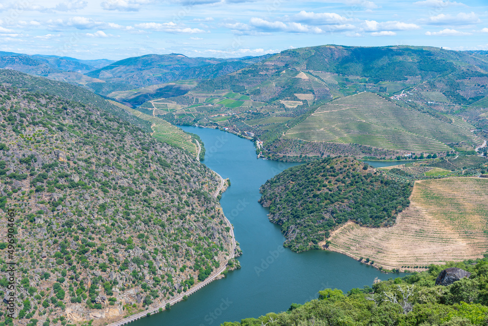 Picturesque panorama of Douro valley near Miradouro de Sao Salvador do ...