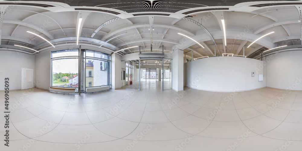 full seamless spherical hdri 360 panorama in interior of empty white ...