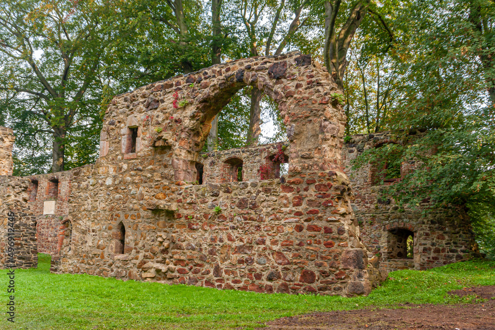 The ruins of the monastery church in Nimbschen, a former Cistercian ...