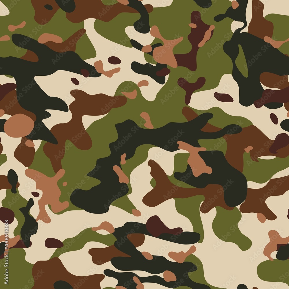 Green camouflage pattern, classic vector military background, army ...