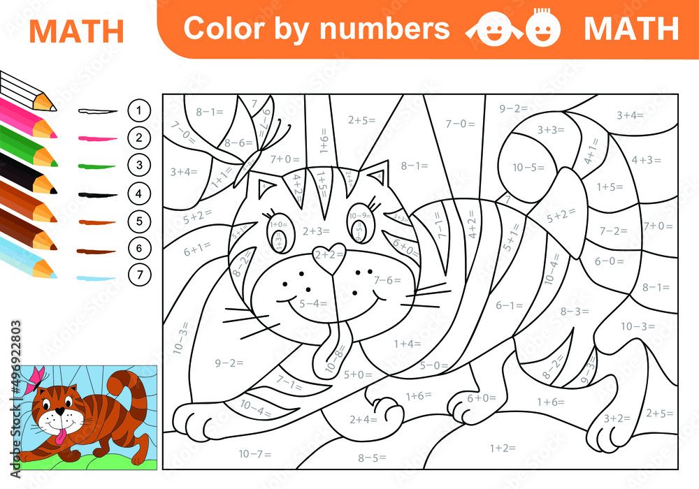 Color by numbers - addition and subtraction worksheet for education ...