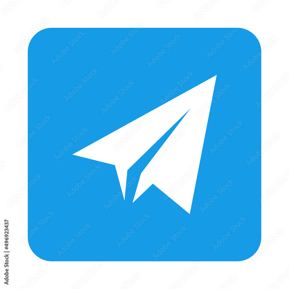 Icono plano silueta de avión de papel en cuadrado en color azul Stock ...