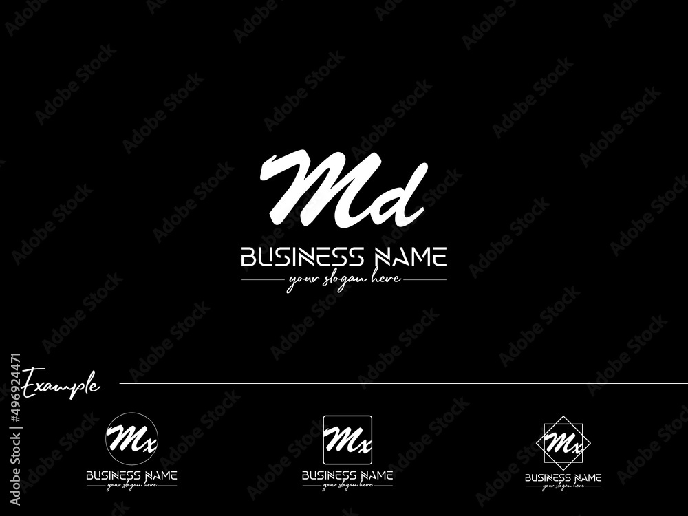 Letter MD Logo, Signature Md dm Logo Icon Vector For any type of ...