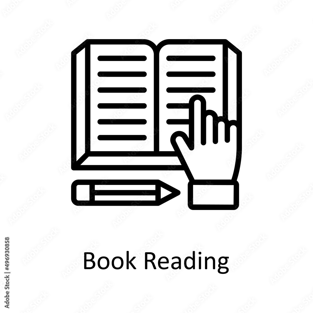 Book Reading vector Outline Icon Design illustration. Educational ...