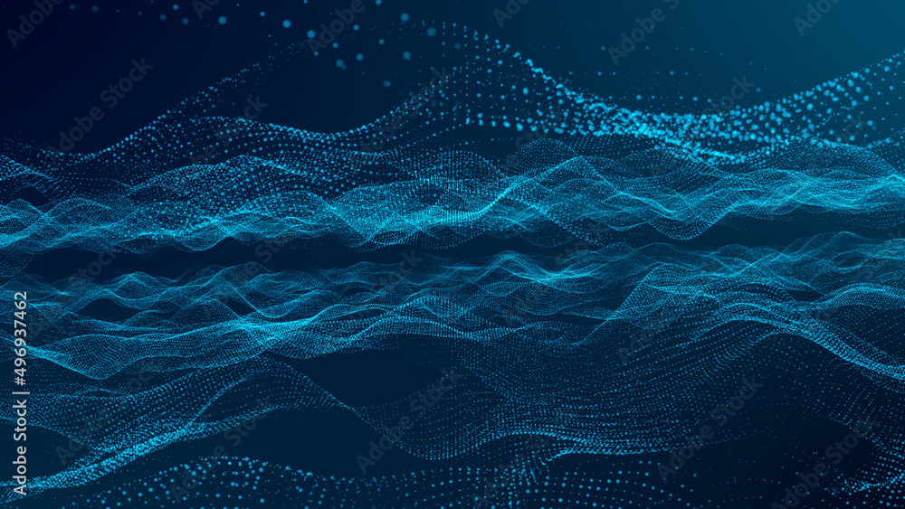 abstract colorful particle wave background animation. Abstract digital particle wave and light ...