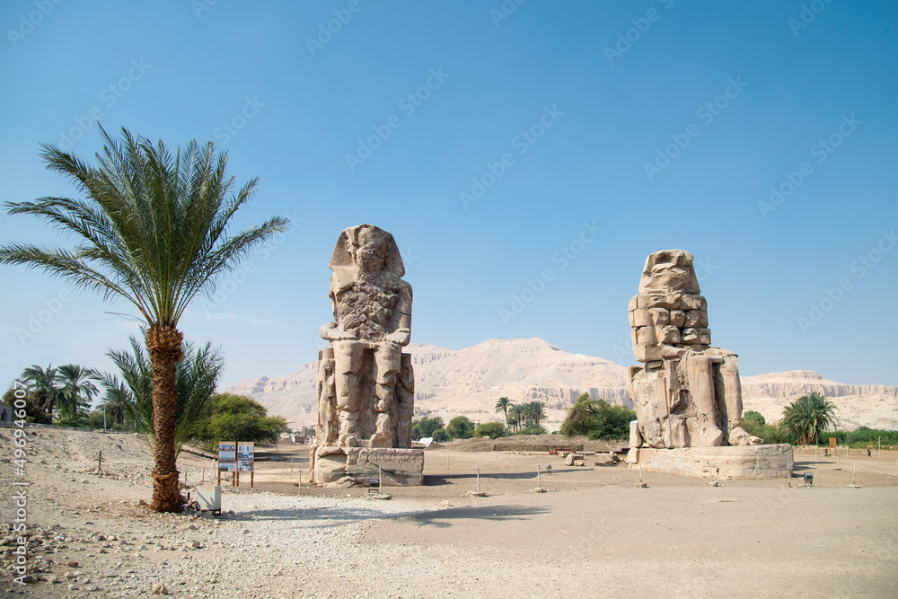 The Colossi of Memnon. Giant stone statues representing Pharaoh ...