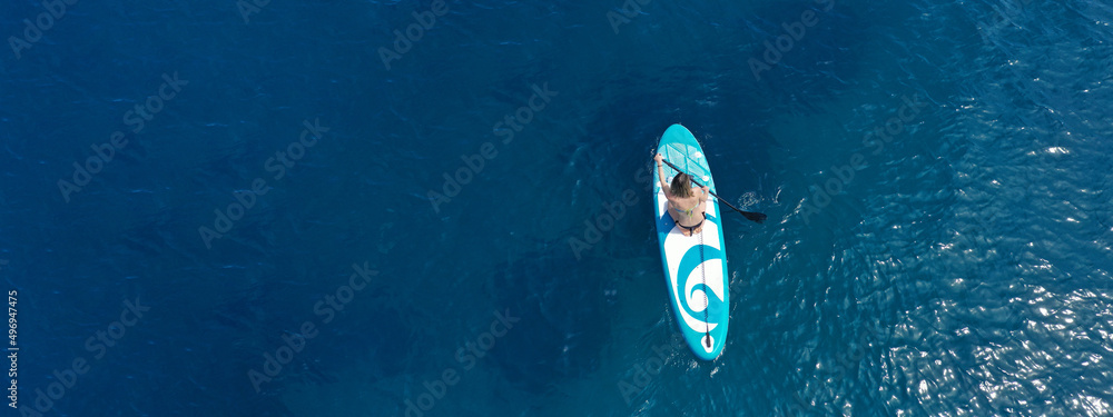 Aerial drone ultra wide panoramic photo with copy space of fit ...