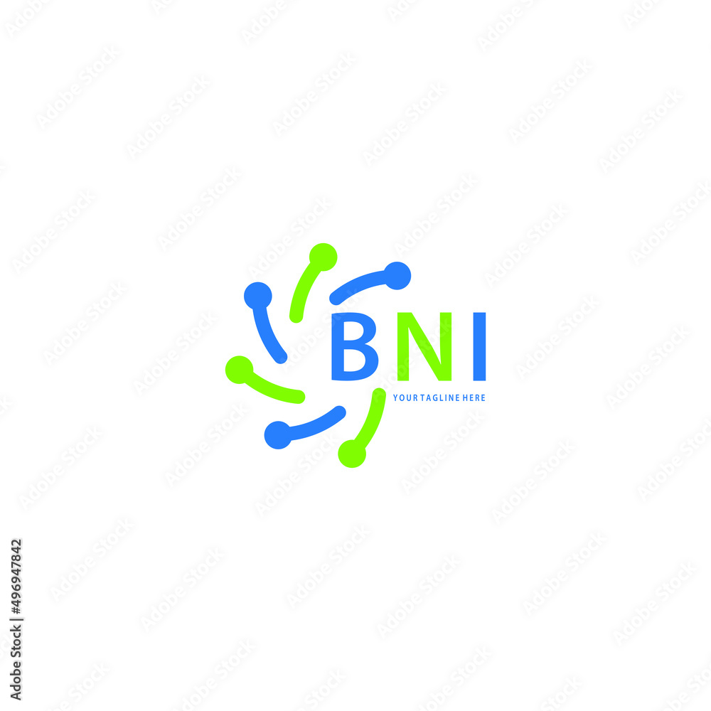 BNI logo design initial creative letter on white background. BNI vector ...