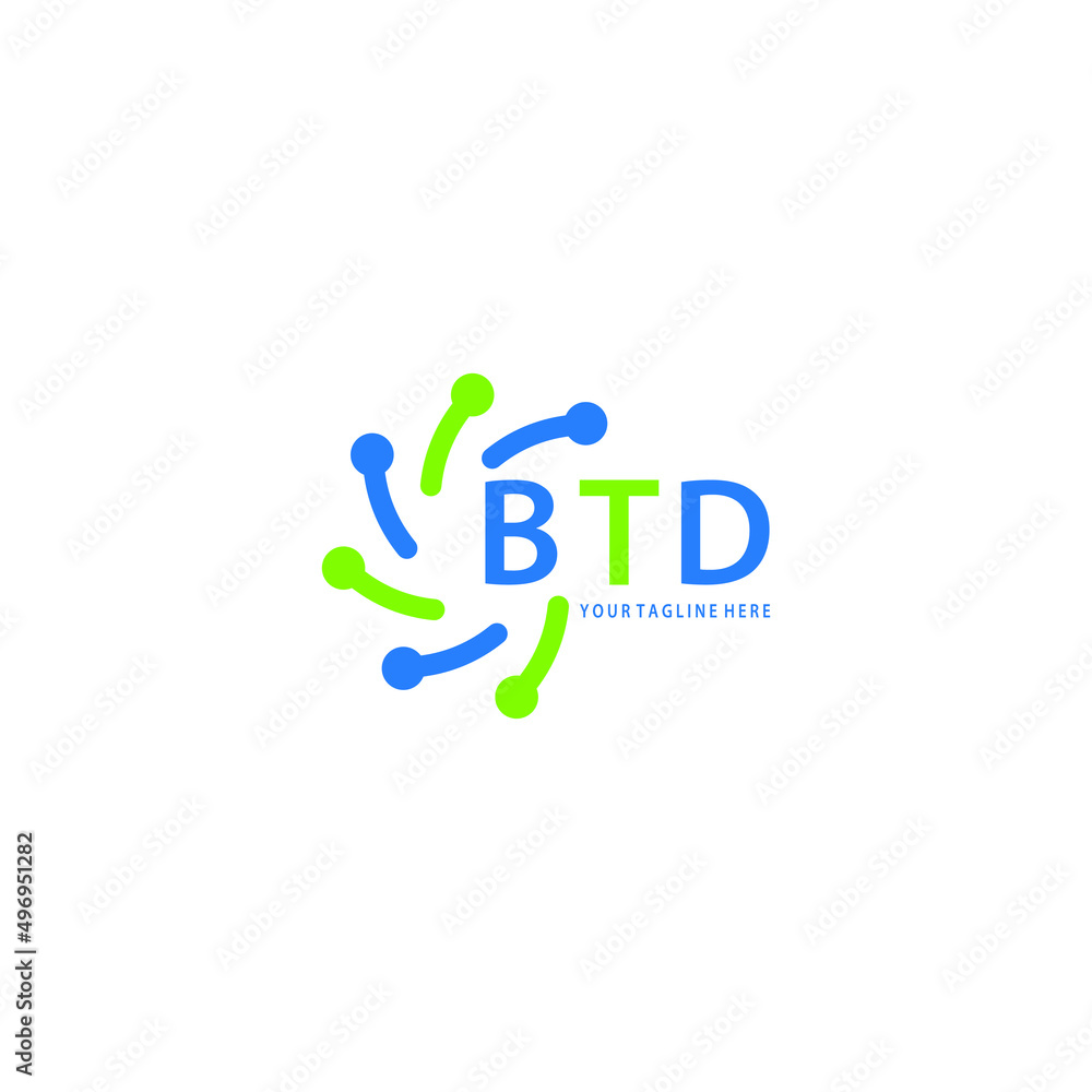 BTD logo design initial creative letter on white background. BTD vector ...