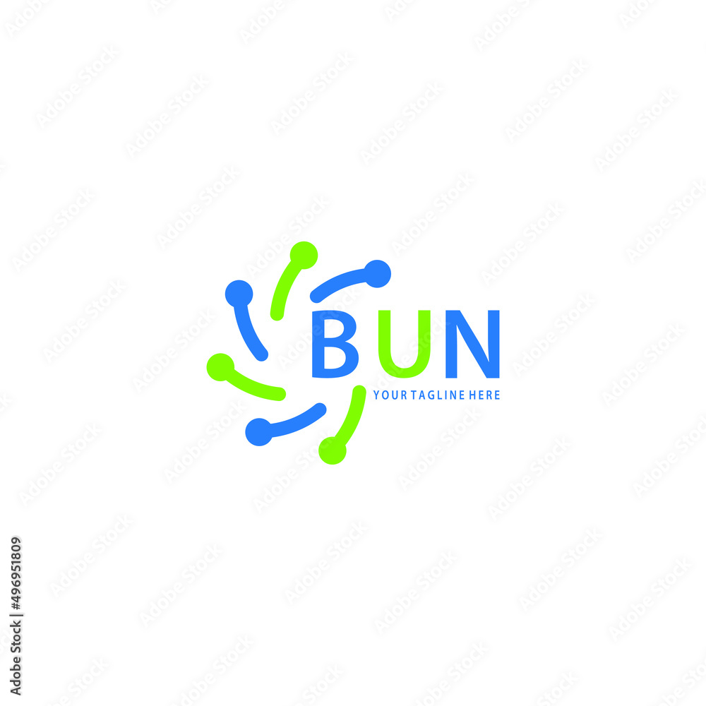 BUN logo design initial creative letter on white background. BUN vector ...