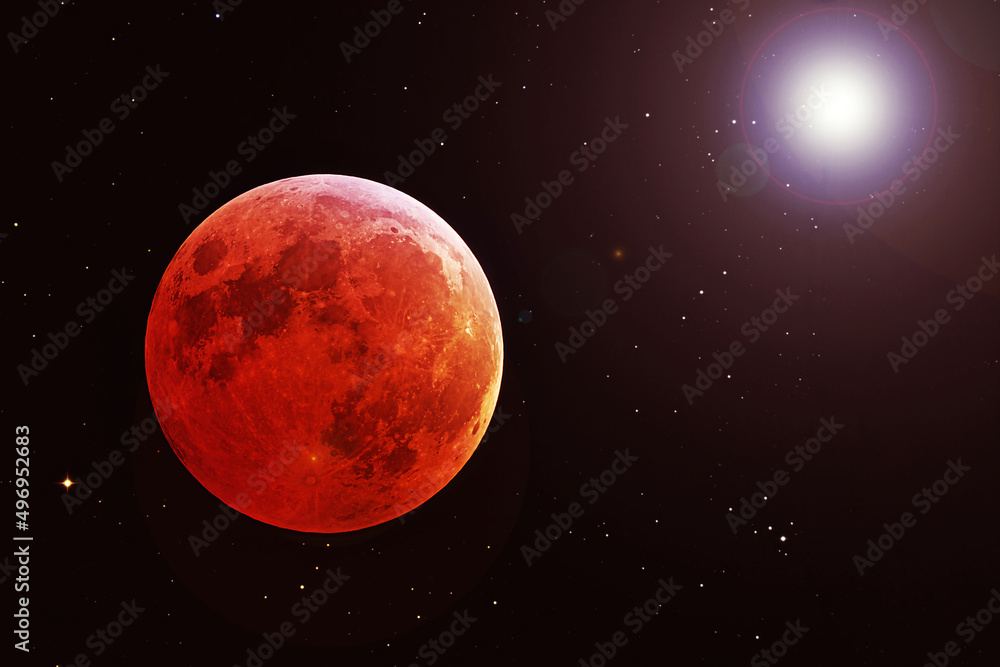 Blood red moon. Elements of this image furnished by NASA Stock Photo ...