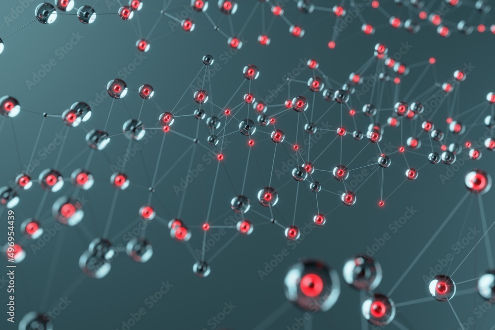 Particle system connected to each other. Concept of the connected ...