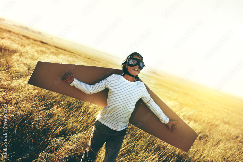 Childhood is a chance for magical adventures. Shot of a young boy ...