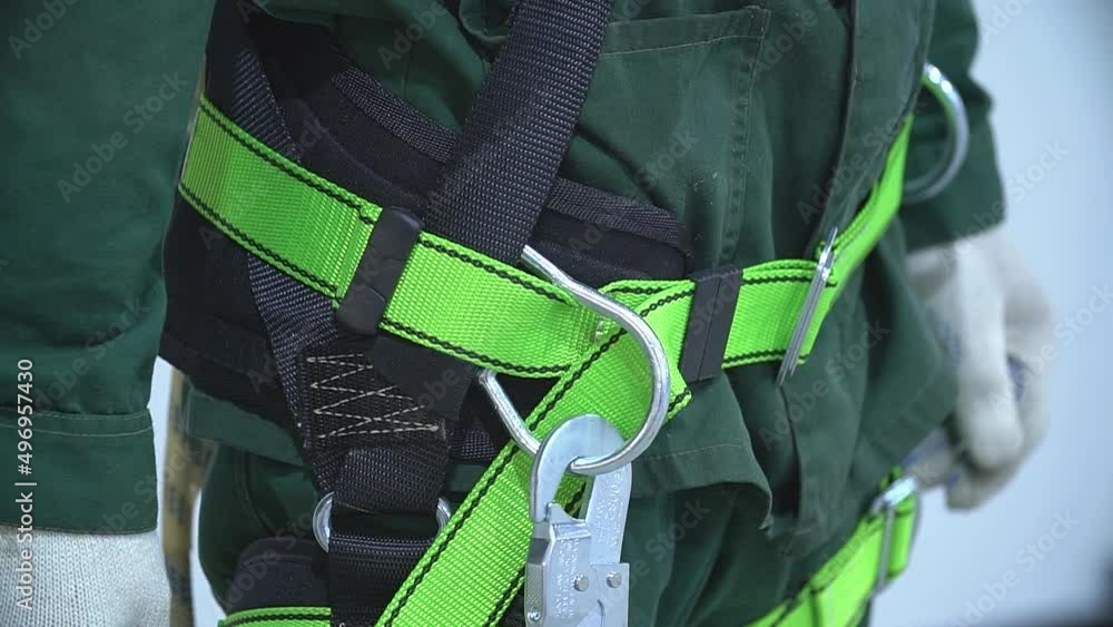 Working at height equipment. Fall arrestor device for worker with hooks ...