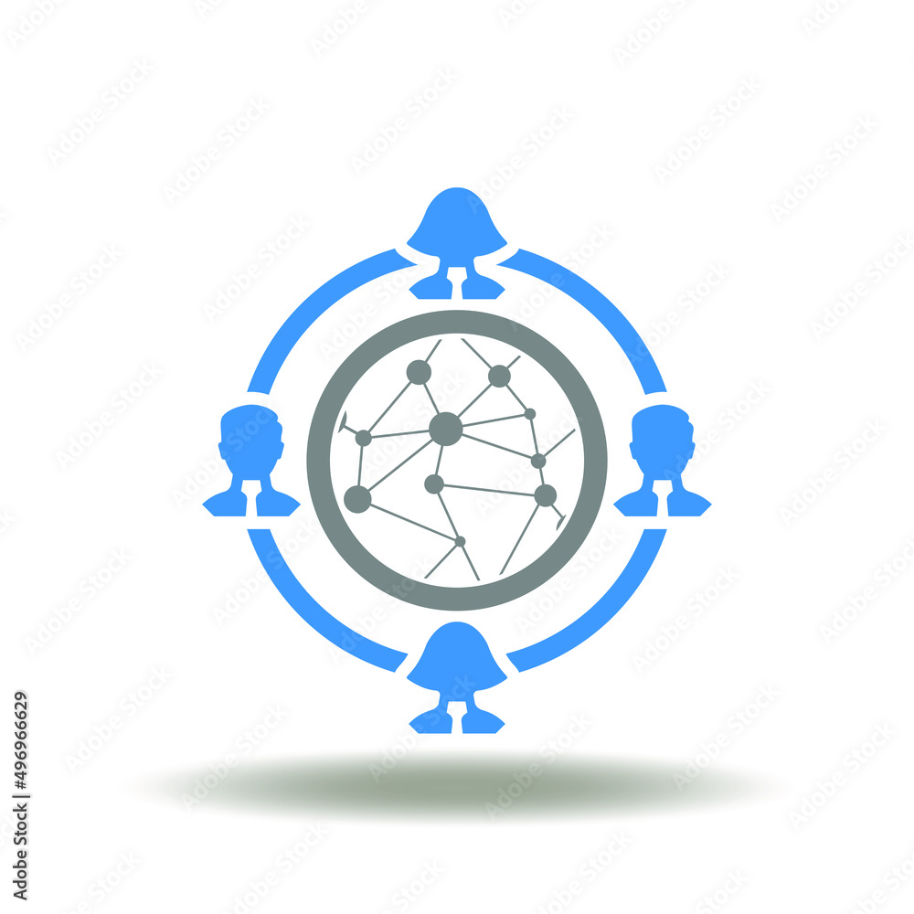 Vector illustration of earth planet with people or employee network ...