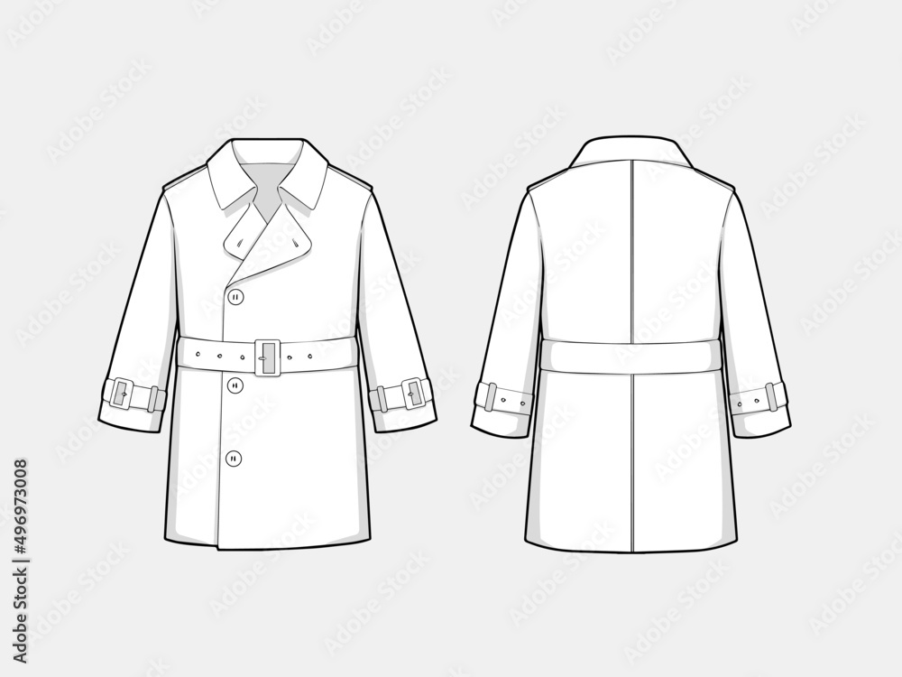VECTOR LINE ART OUTLINE HERITAGE KIDS CHILDREN TRENCH COAT COLLECTION ...