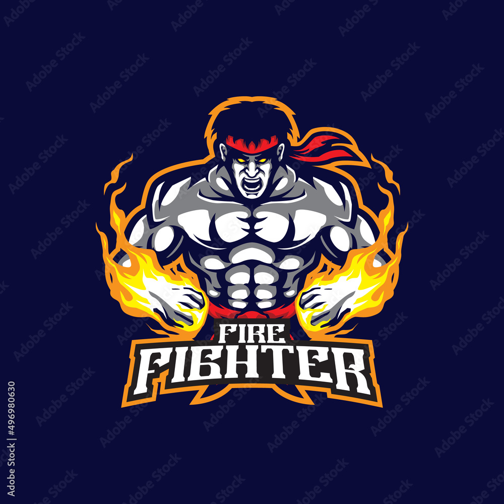 Fighter mascot logo design vector with modern illustration concept ...