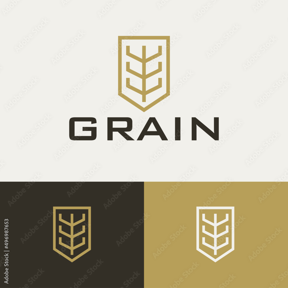 Unique wheat grain logo design concept. Agriculture farm company brand ...