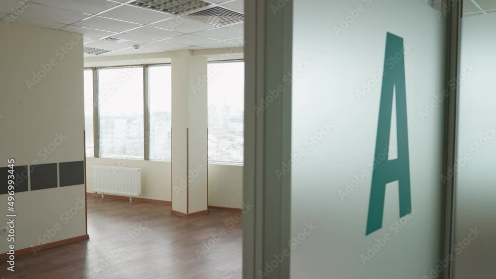 Workspace, the interior of empty office space, a walk through the ...