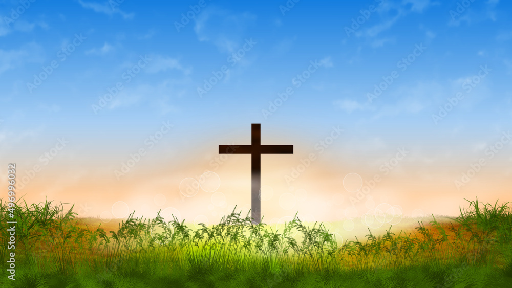 Digital Painting Christian Background. Crucifixion Of Jesus Christ ...