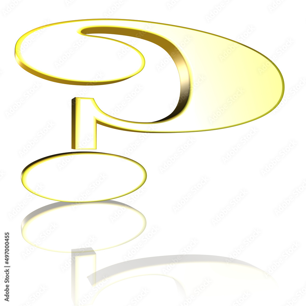 Fragezeichen als Symbol in Gelb, Gold auf weißem Hintergrund als 3D ...