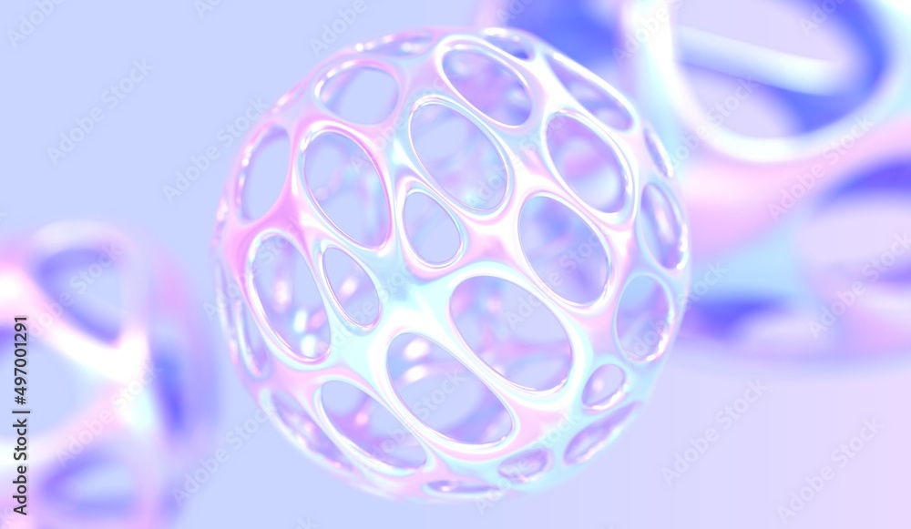 3D holographic hollow ball or metal sphere with holes, circle chromatic ...