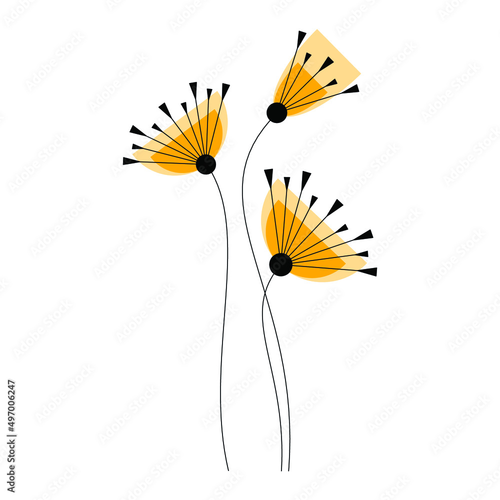 Abstract geometric flowers bundle vector simple illustration isolated ...